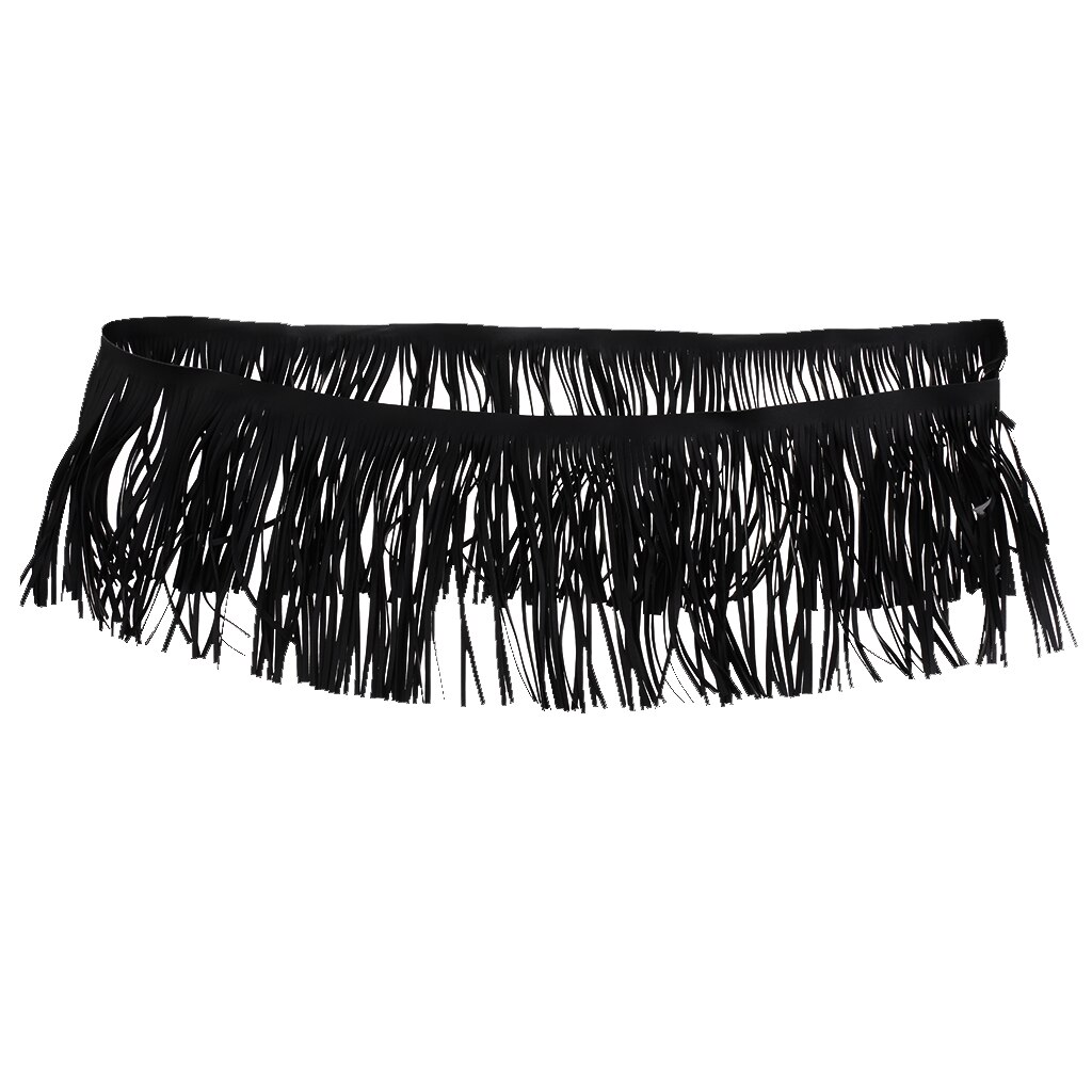 100cm Black Faux Leather Tassel Fringe Trimming DI... – Grandado