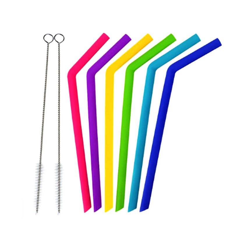 6pcs Silicone Straws with Washing Brushes Reusable... – Grandado