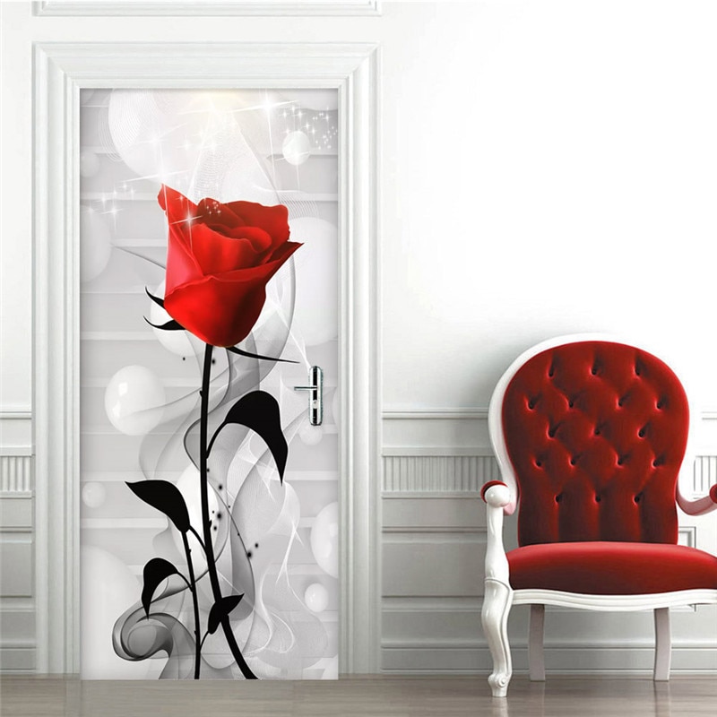 Modern Abstract Smog Red Rose Wall Sticker Living ... – Grandado