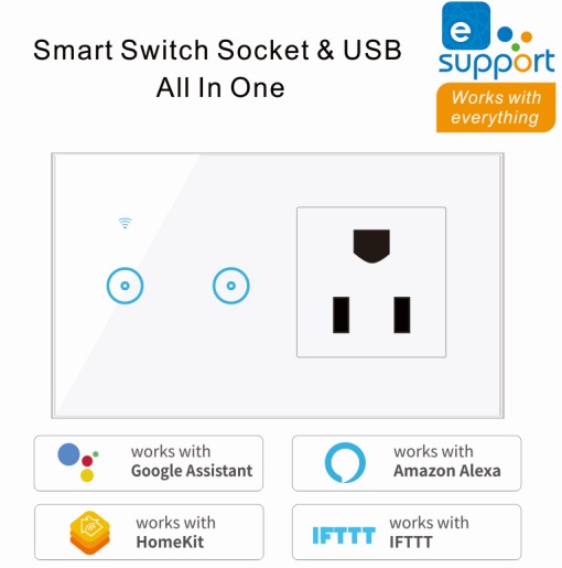 2 In 1 Wall Smart Switch Socket Tempered Glass Tou... – Grandado