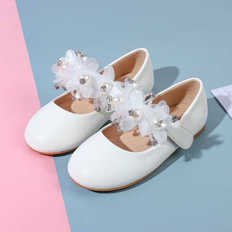 Pink Flower Girls Shoes Rhinestone Beaded Little G... – Vicedeal