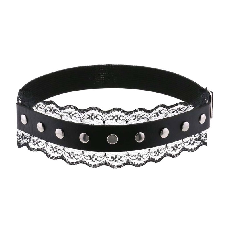 Women Faux Leather Leg Harness Scalloped Lace Patc... – Grandado