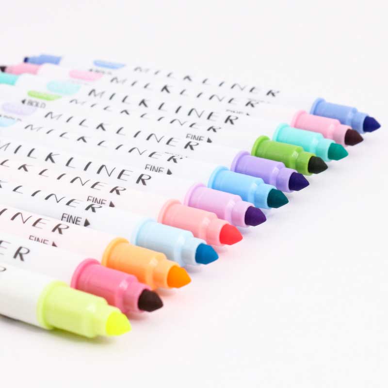 12 Colors/set Cute Milk Liner Pens Highlighter Dua... – Grandado