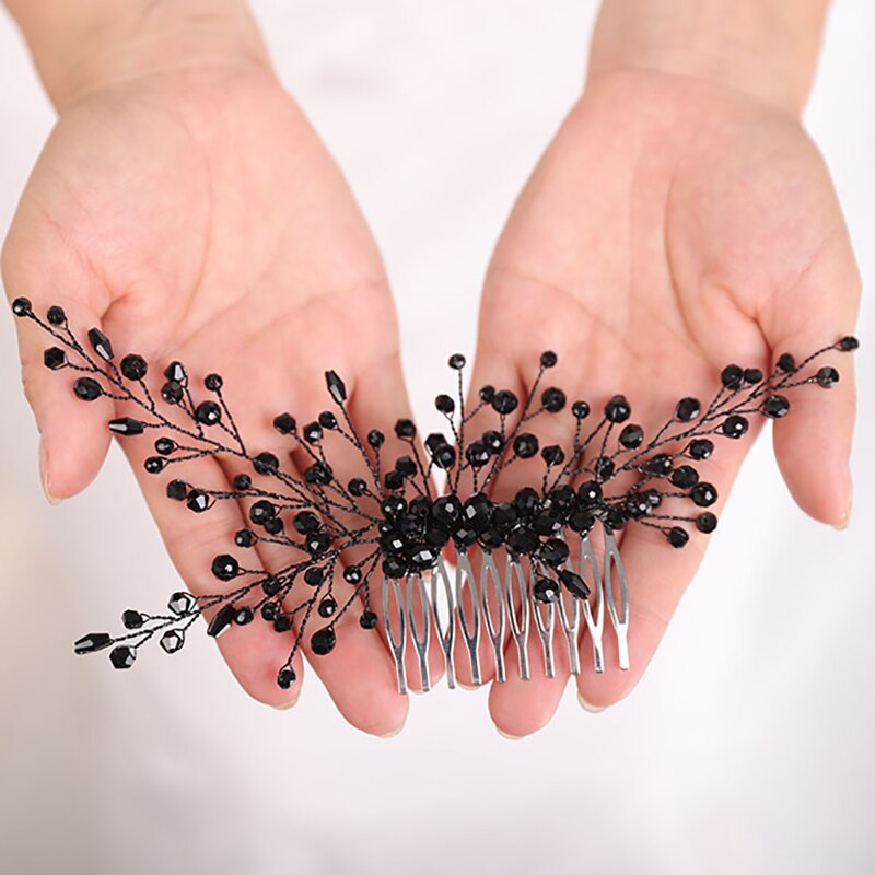 Bridal Hair comb Black Headpiece Crystal Hair Acce... – Grandado