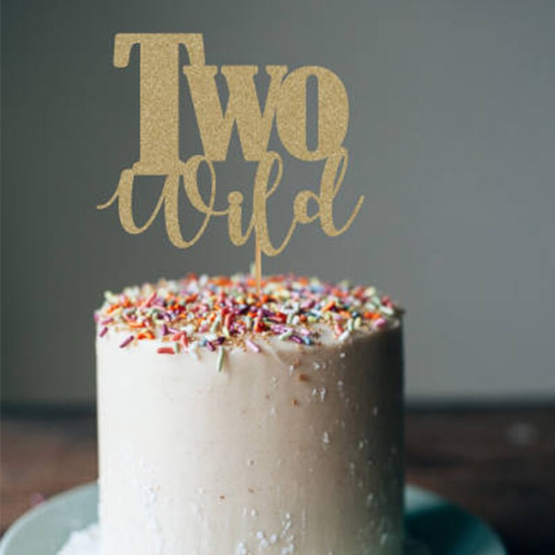 Two Wild Cake Topper Glod Glitter 2nd Cake Topper 2nd Birthday Party ...
