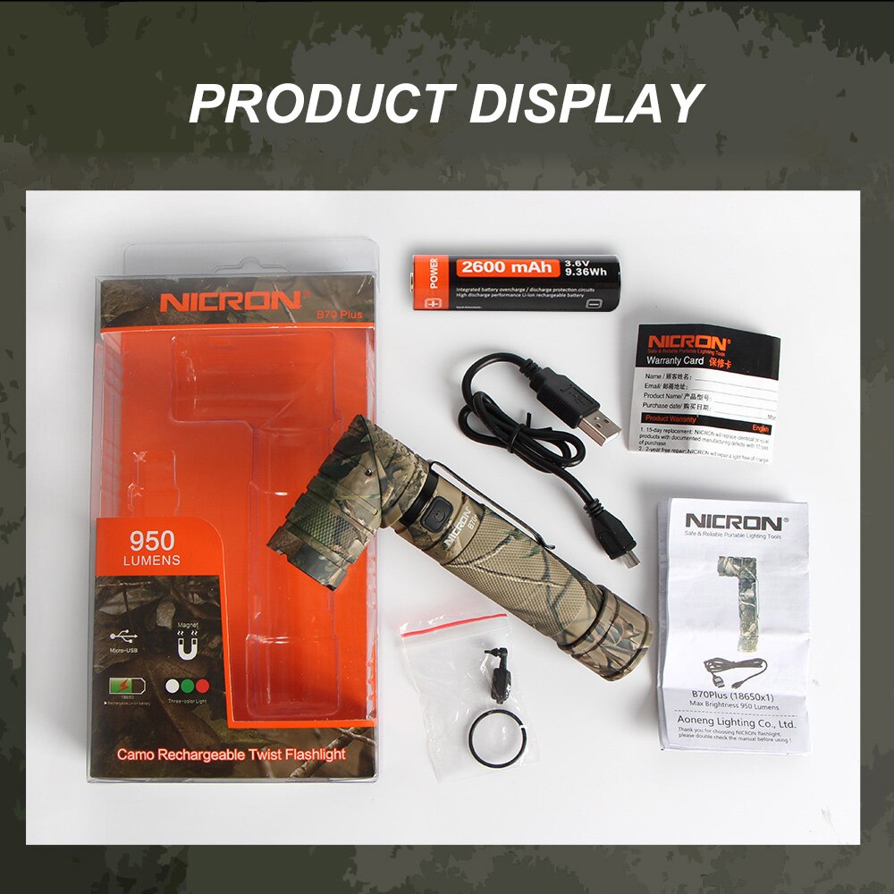 NICRON 3-Color Light 90 Degree Camo Rechargeable T... – Grandado