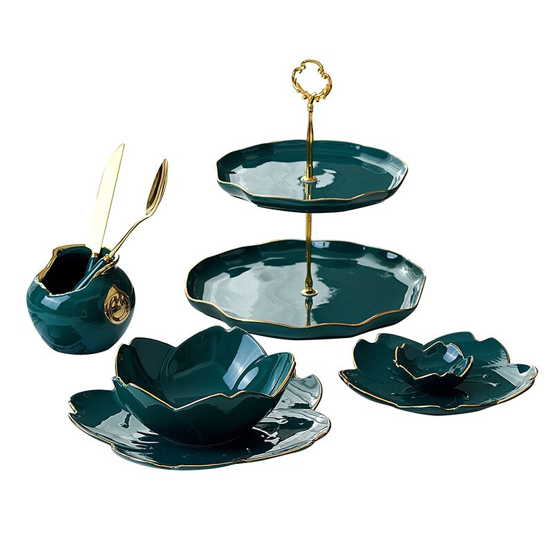 1pcs Ceramic Plate Dinner Set Green Kitchen Tablew... – Vicedeal