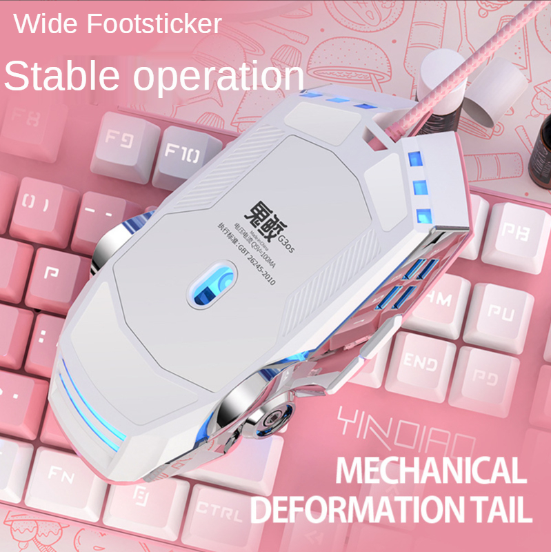 Cute girl mechanical gaming mouse pink mouse gamin... – Grandado