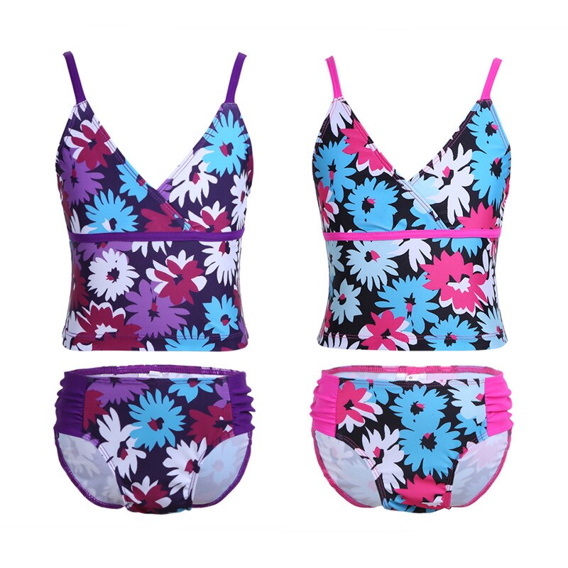 TiaoBug Kids Teens Tankini Colorful Floral Swimsui... – Grandado