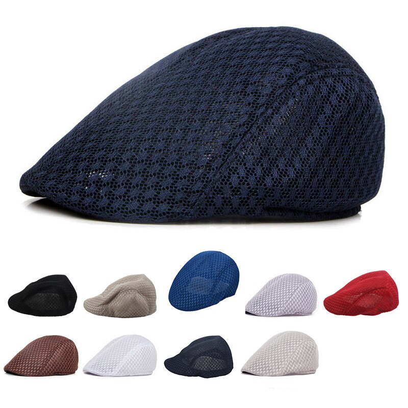 Mesh Mens Gatsby Hat Cabbie Flat Cap Newsboy Golf ... – Grandado