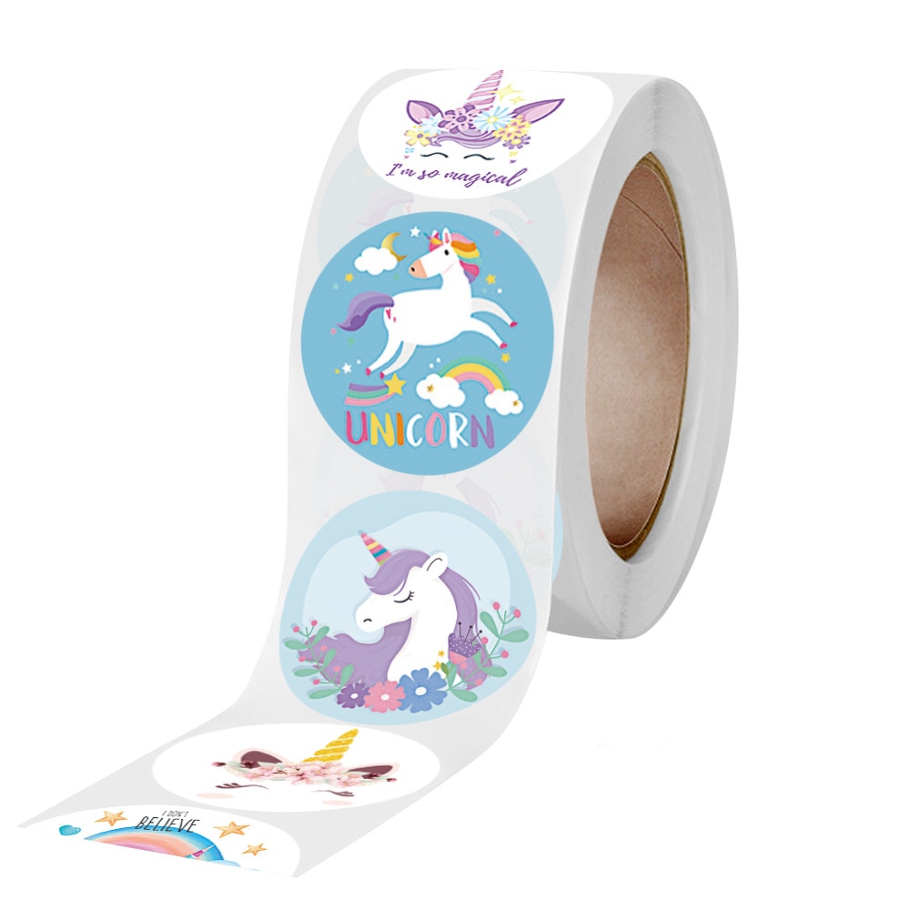 500pcs/roll Cute Cartoon Unicorn Stickers Children... – Grandado