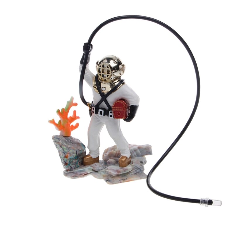 White Aquarium Fish Tank Sea Treasure Diver Air Ac... – Vicedeal