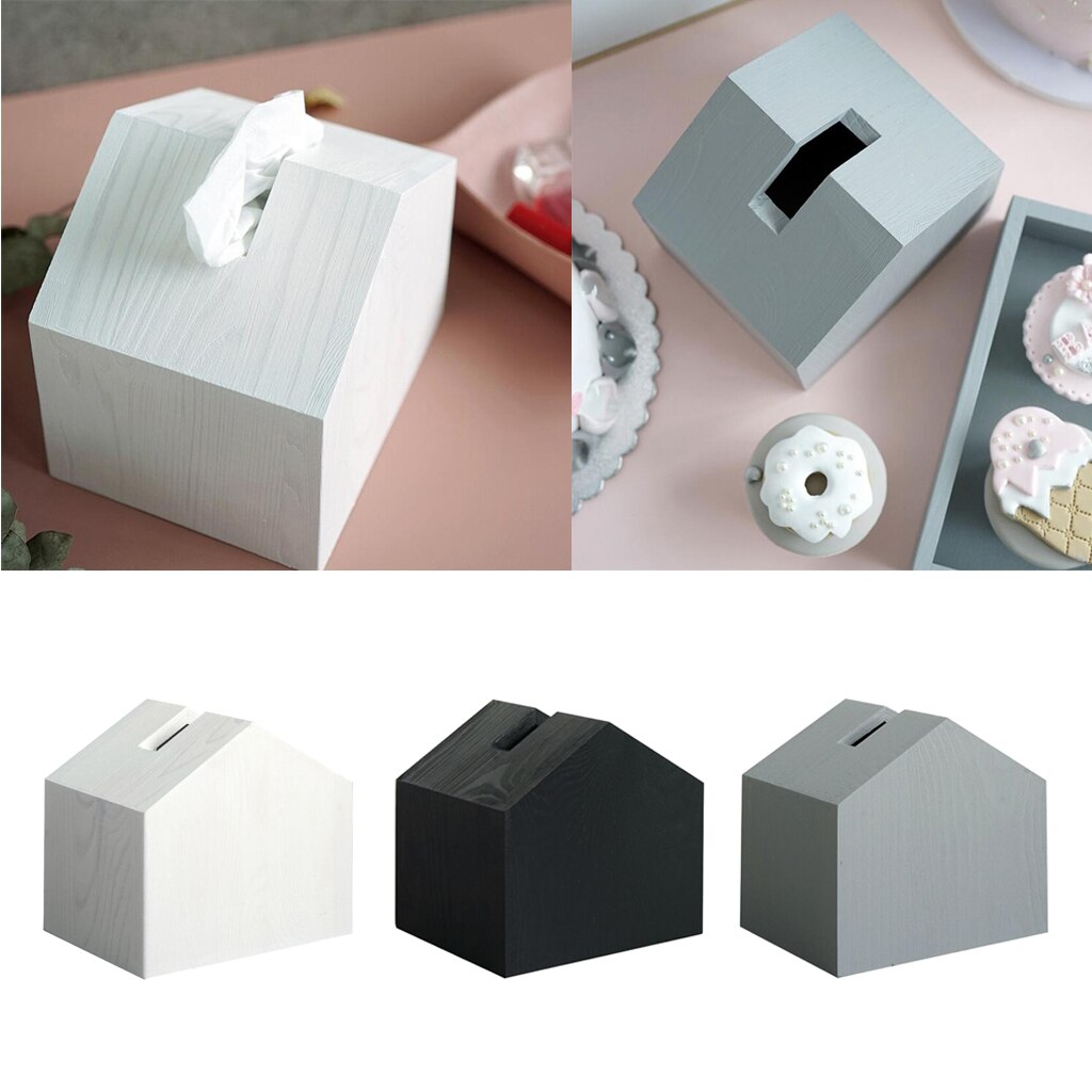Wooden Tissue Box Holder House Shaped Napkin Case ... – Grandado