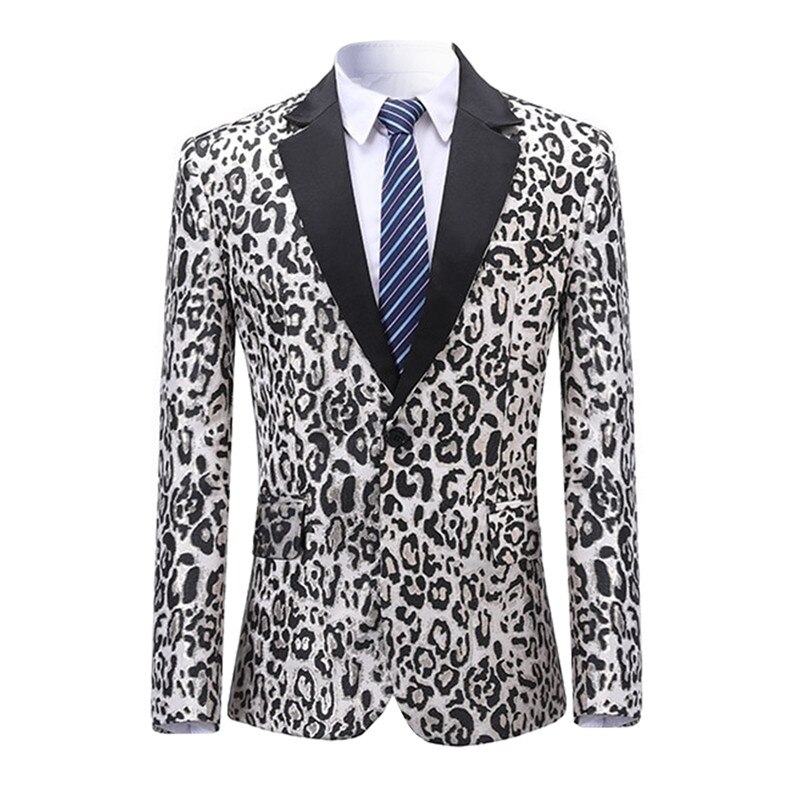 YUNCLOS Luipaard Print Single-breasted Mannen Pak ... – Grandado