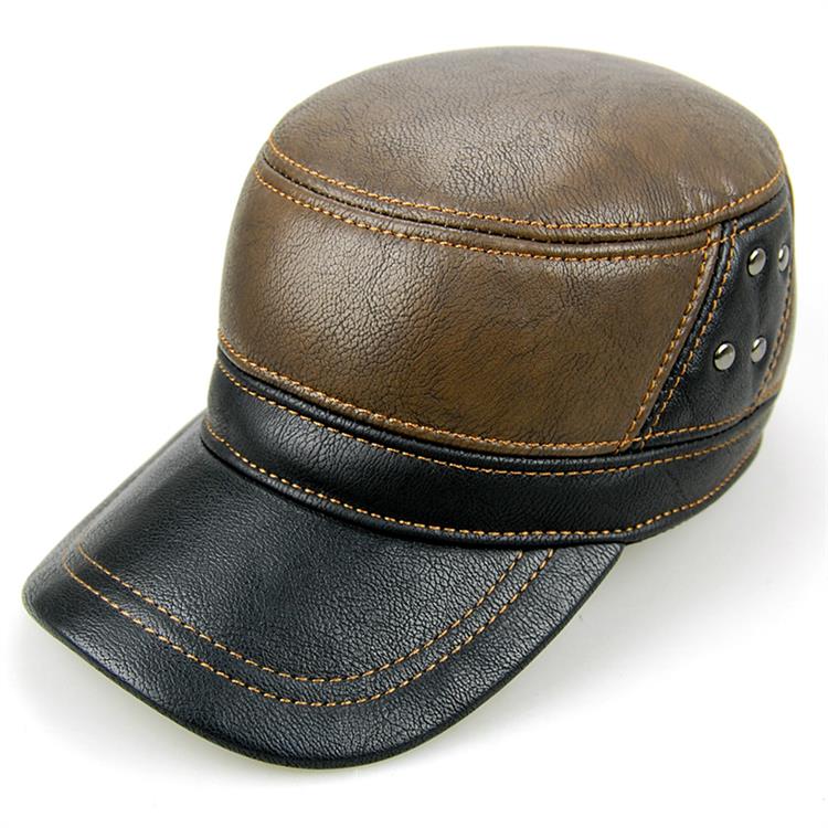 Middle Aged Men's Leather Cap Adult Patchwork PU A... – Vicedeal
