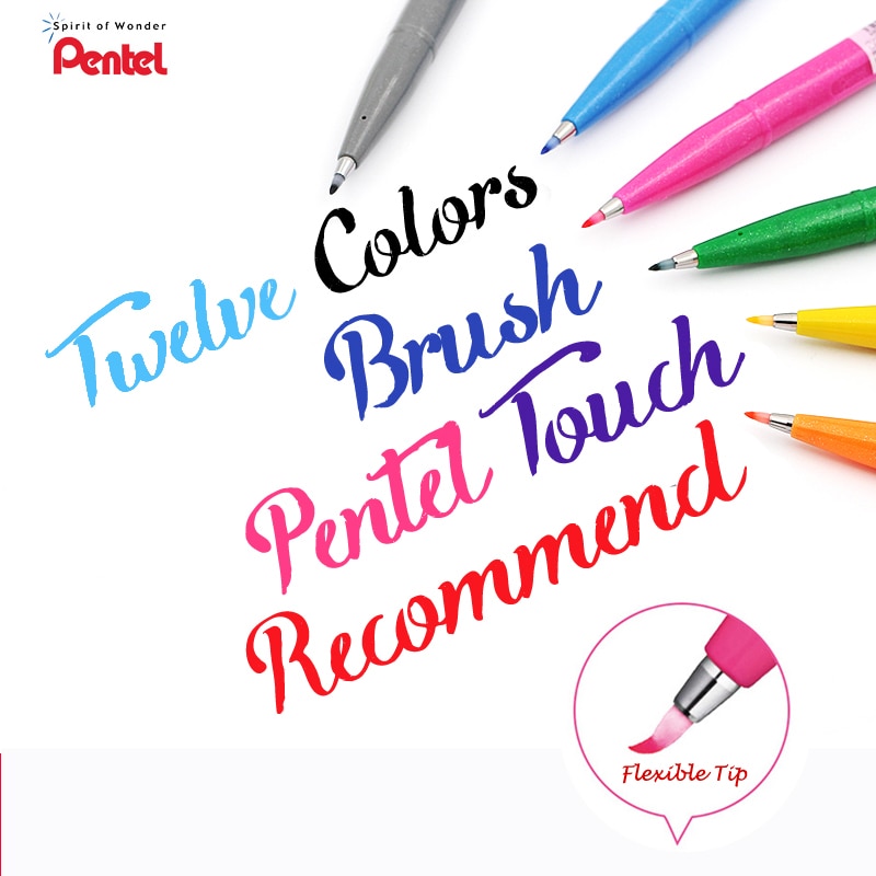 12 Colors Japan Pentel Arts Sign Pen Touch Fude Br... – Vicedeal