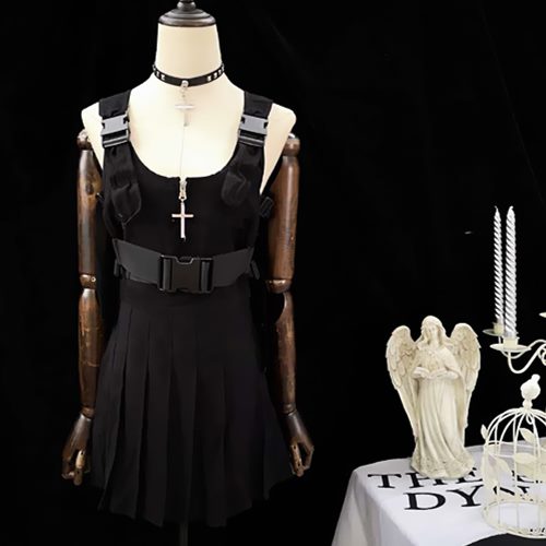 Spring Summer Harajuku Women Punk Style Cross Plea... – Vicedeal