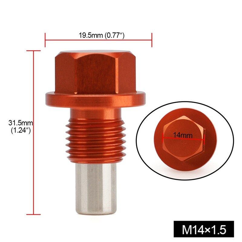 M14 x 1,5 Orange Aluminium Legierung Magnetic Moto... – Grandado
