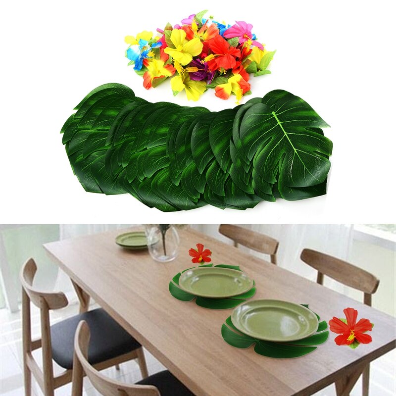 54Pcs/set Party Decor Supplies Tropical Palm Leave... – Grandado