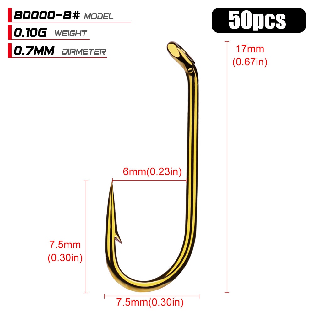50pcs Fly Fishing Hook High carbon steel 8/12/14/1... – Vicedeal