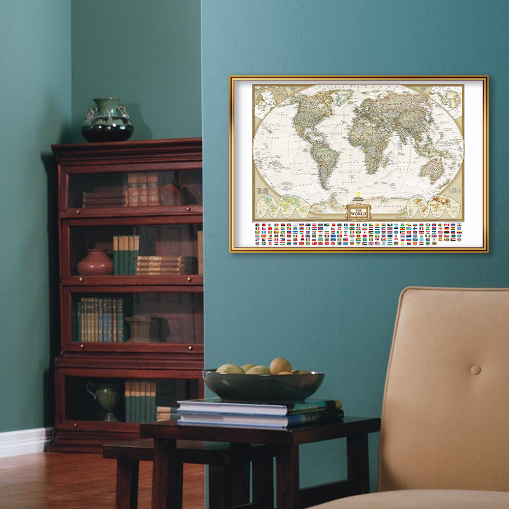 59*42cm The World Political Map with National Flag... – Vicedeal