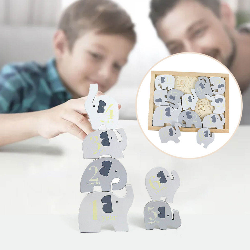 12 Pieces Wooden Elephant Puzzle Educational Toy D... – Grandado