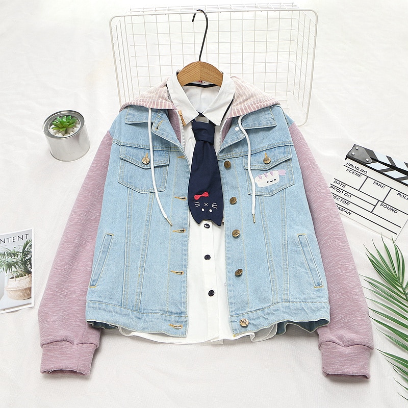 Women Harajuku Denim Jackets Japanese Style Autumn... – Grandado