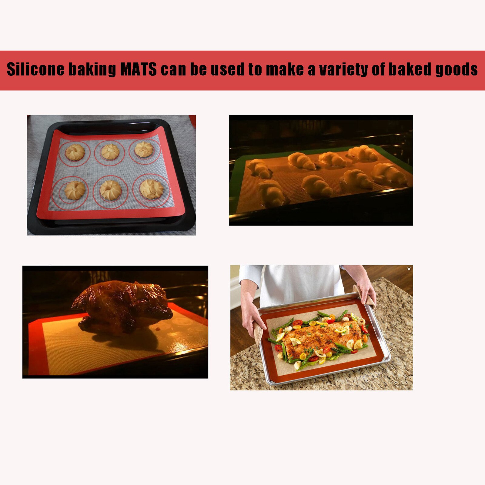 4 # Non-Stick Siliconen Bakken Mat Set Kneden Matt... – Grandado