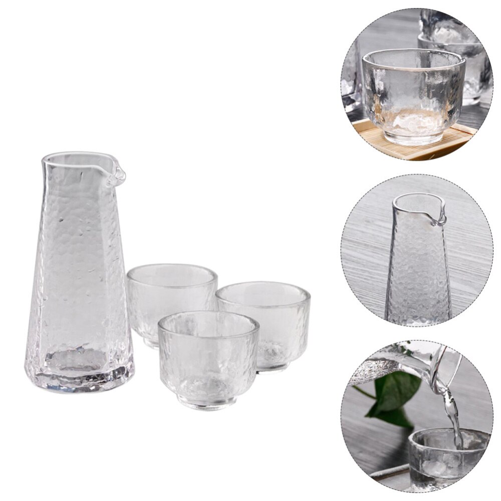 1 Set 4Pcs Glass Sake Cups Japanese Style Sake Set... – Grandado