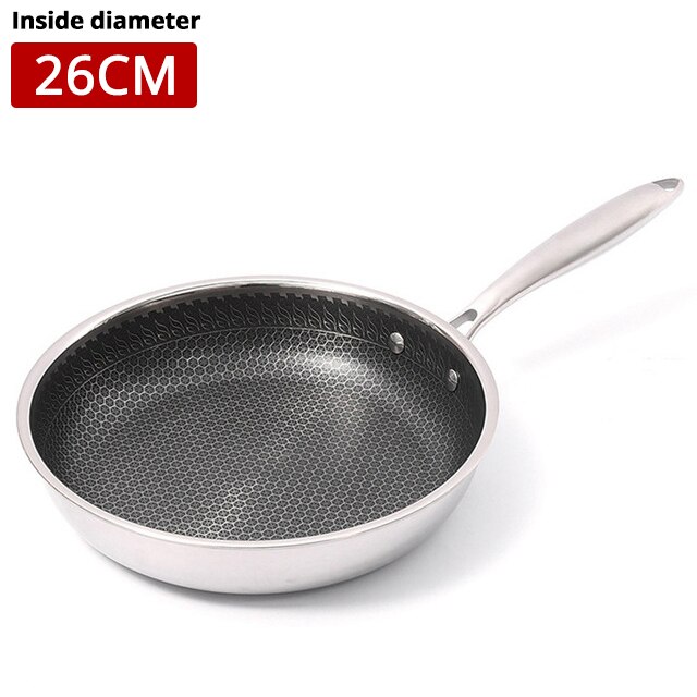 304 Stainelss Steel Frying Pans Non-Coating Cookin... – Vicedeal