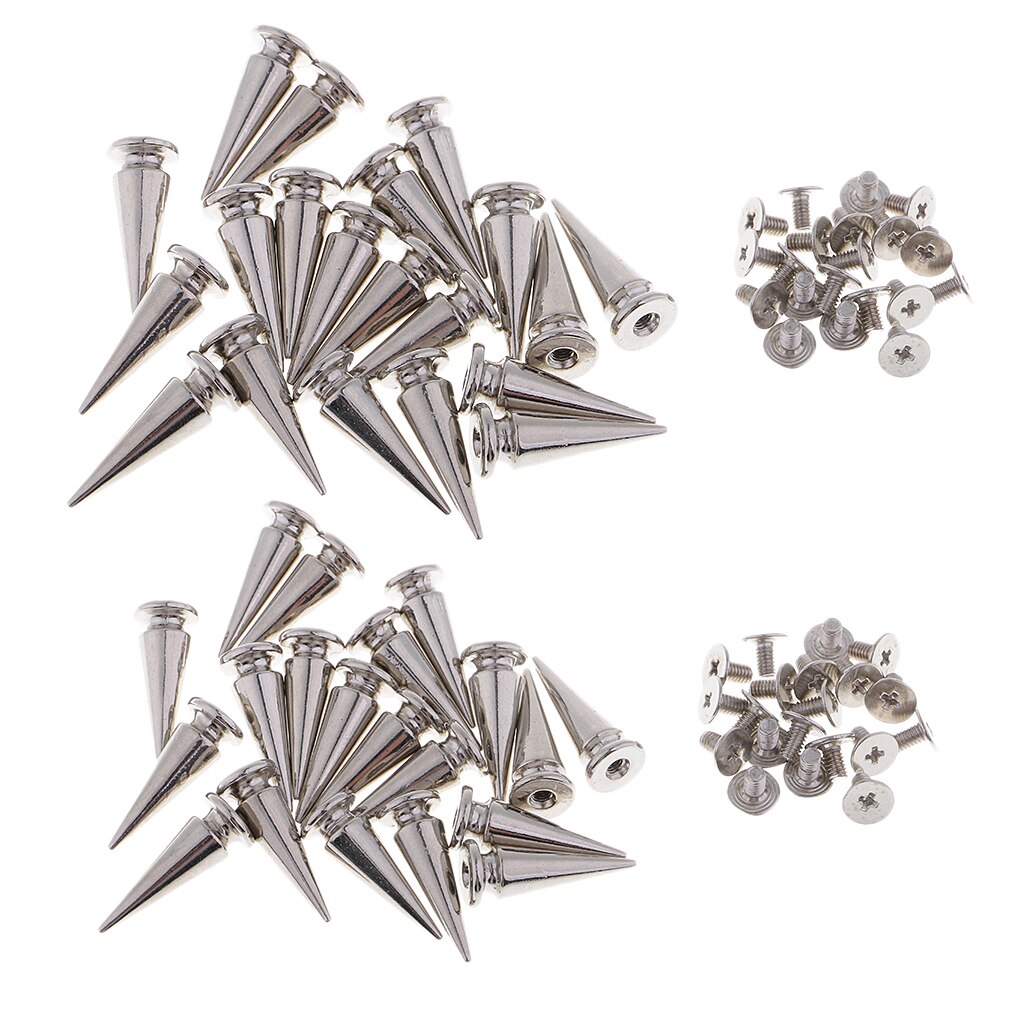 20 Set Cone Silver Stud Schroef Spikes Belt Leathe... – Grandado