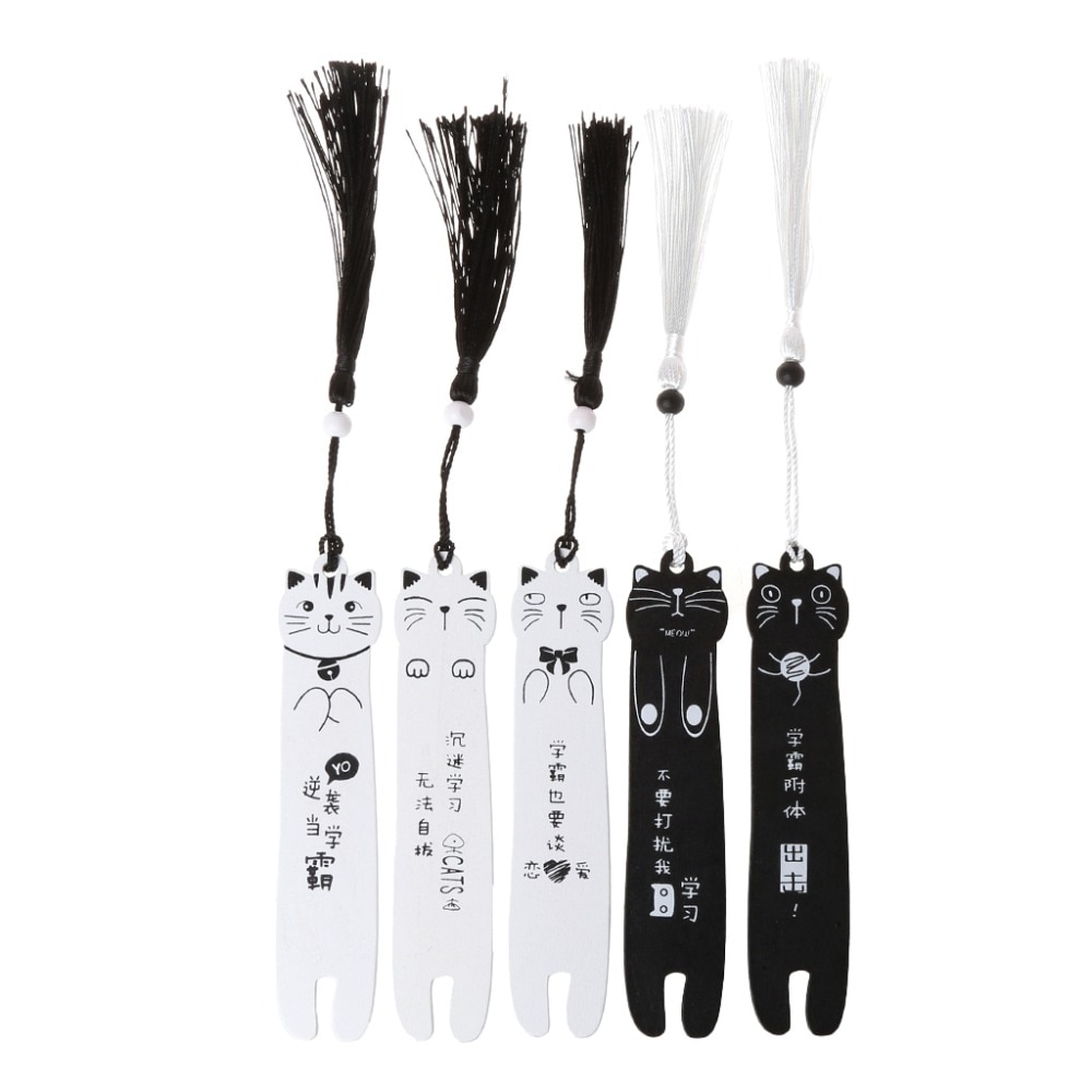 Cute Cartoon Cat Wooden Bookmark Book Page With Ta... – Vicedeal