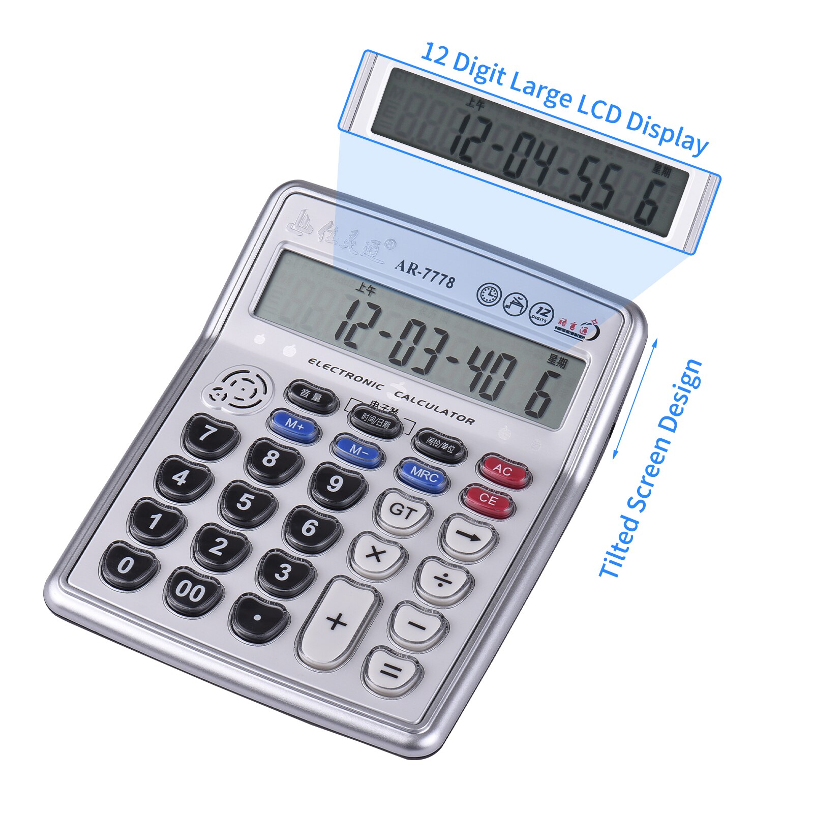Musical Desktop Calculator 12-Digits LCD Display E... – Grandado