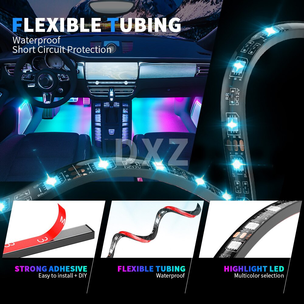 Dxz 4 In 1 Auto Interieur Neon Rgb Led Strip Licht... – Grandado