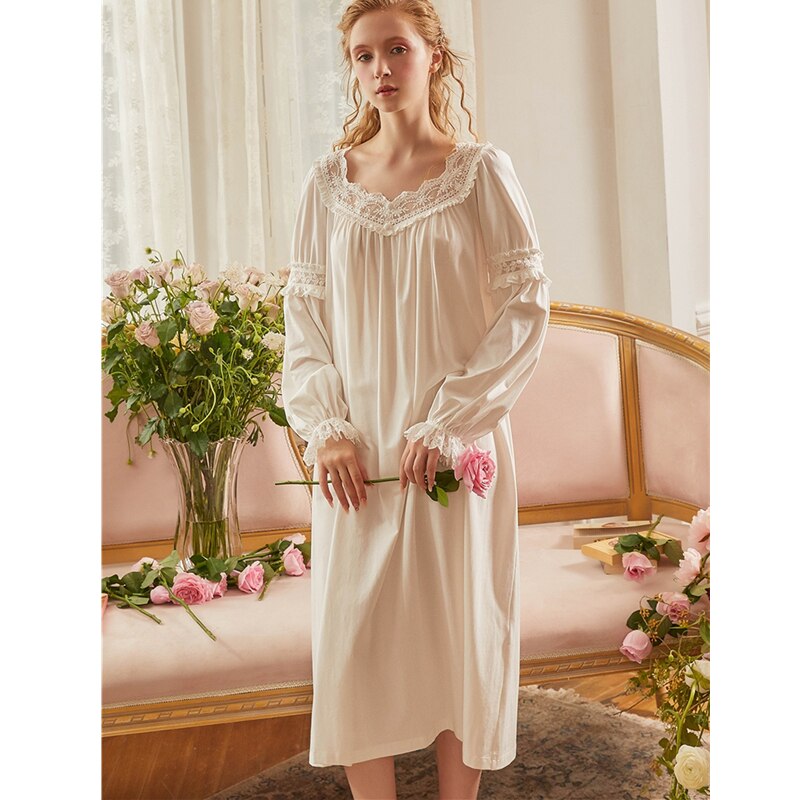 Spring Lace Sleepwear Women Vintage Nightgowns Sle... – Grandado