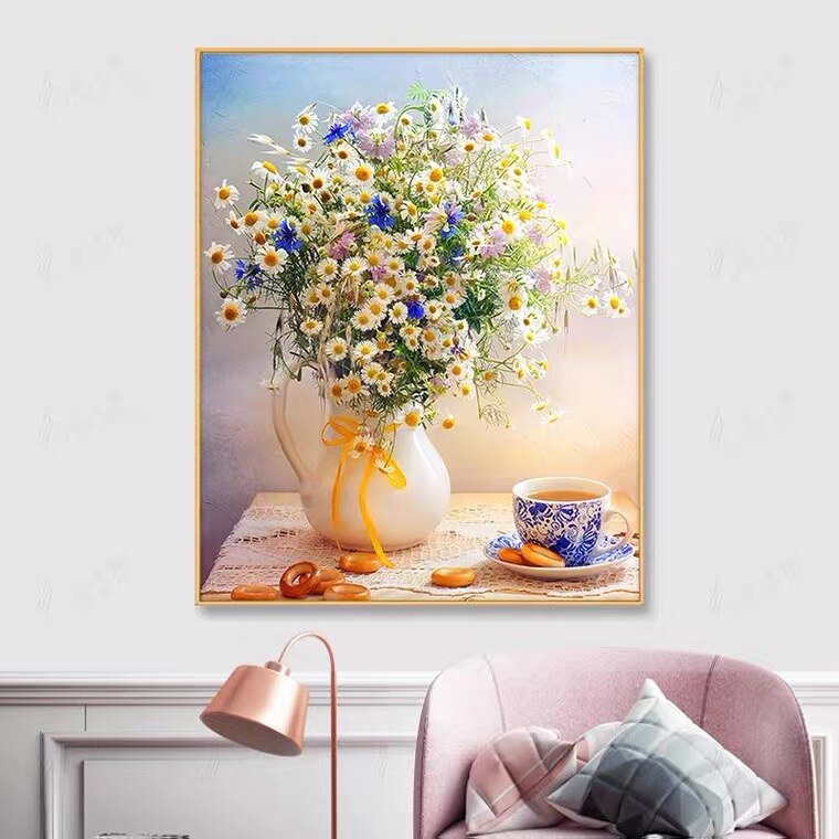 Beautiful Small Daisy Flower Cross stitch kit 11ct... – Grandado