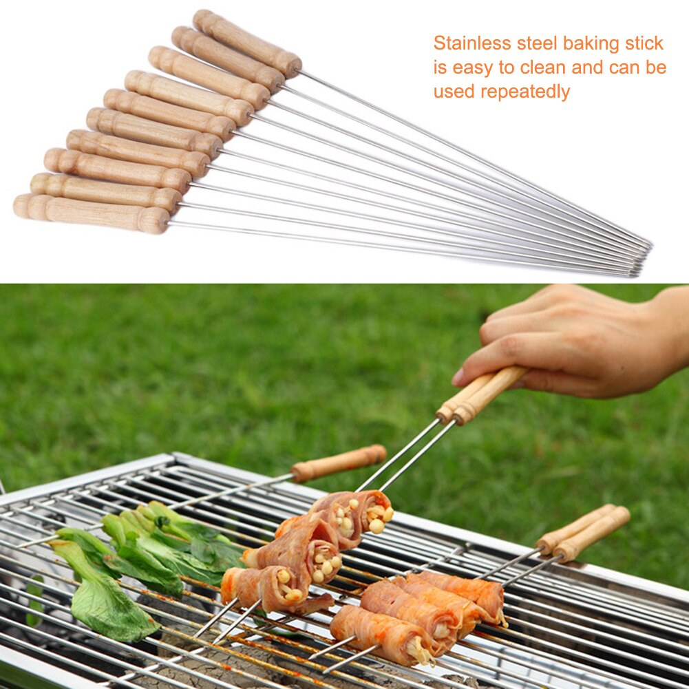10pcs Flat Barbecue Stick BBQ Camping Roasting Nee... – Vicedeal