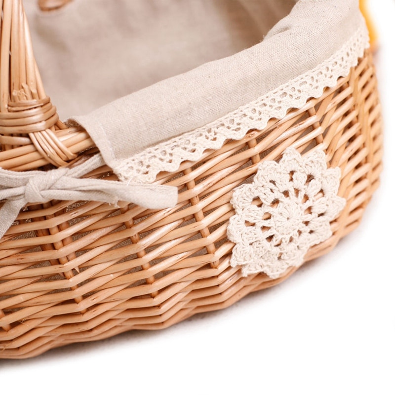 Wicker Basket Rattan Storage Basket Box Picnic Bas... – Grandado