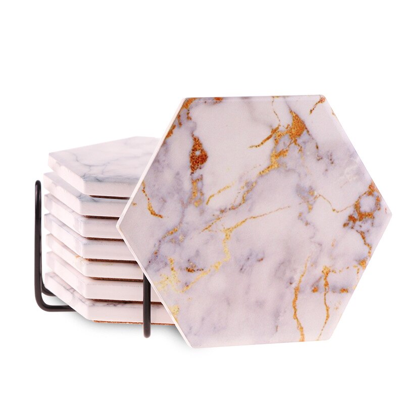 8 PC Coasters for Drinks Absorbent with Holder Cer... – Grandado