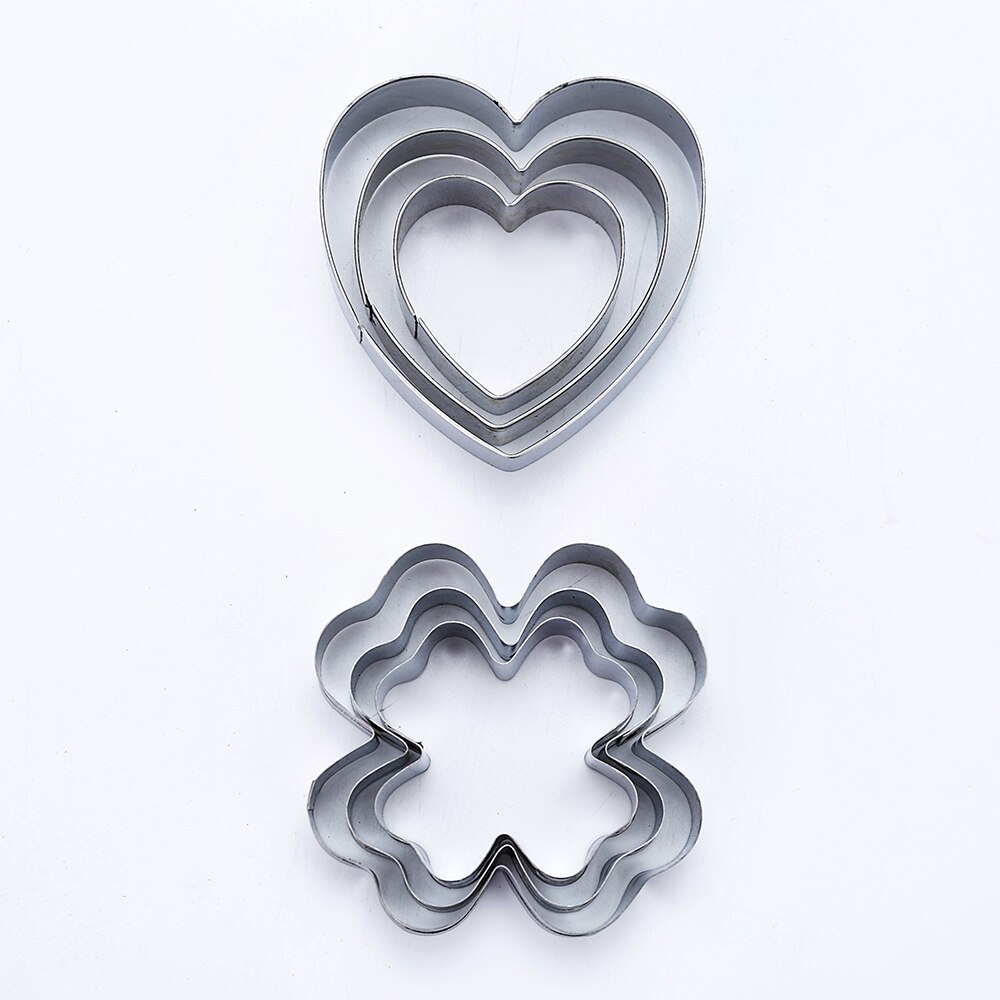 6 stks/set rvs Cookie Cutter 3pcs Vier klavertje 3... – Grandado