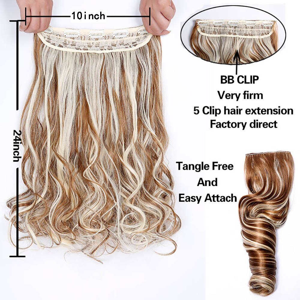 WEILAI 24 inch long curly women clip in hair exten... – Grandado
