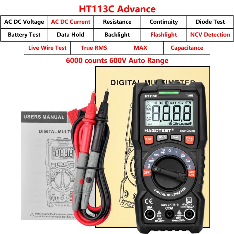 Digital-Multimeter Tester Professionelle Auto Rang... – Vicedeal