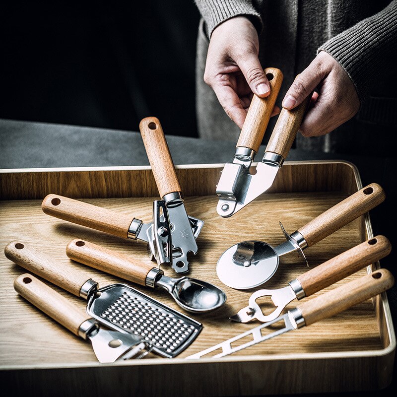 Stainless Steel Kitchen Gadget Set with Wood Handl... – Grandado