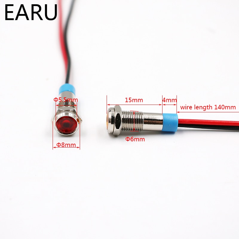 6mm LED Metalen Lampje Waterdichte Signaal Lamp 3 ... – Vicedeal