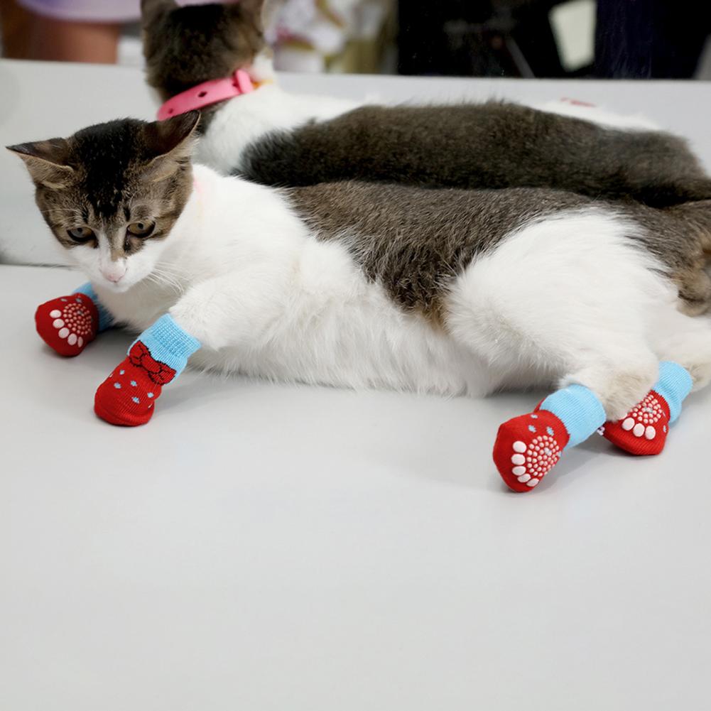 4Pcs Cute Pet Dog Socks with Print Anti-Slip Cats ... – Grandado