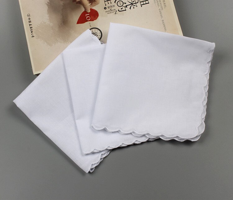 6 PCs Solid Square Cotton Pure White Handkerchief ... – Vicedeal
