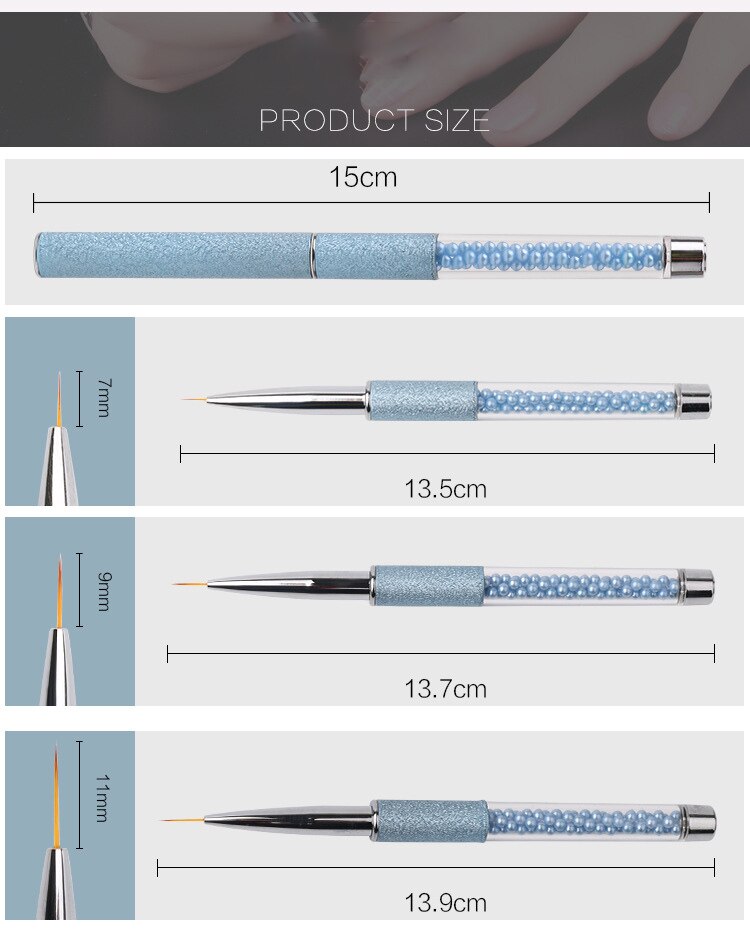 1Pcs 7/9/11 mm Nail Brush Hand Draw Tips Drawing L... – Vicedeal