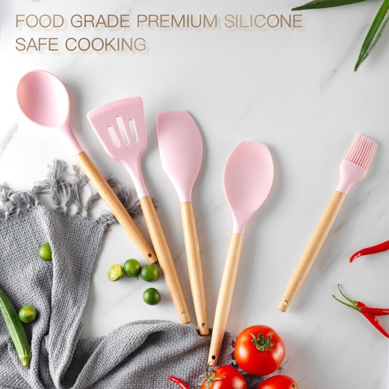 12PCS Silicone Kitchenware Cooking Utensils Set He... – Vicedeal