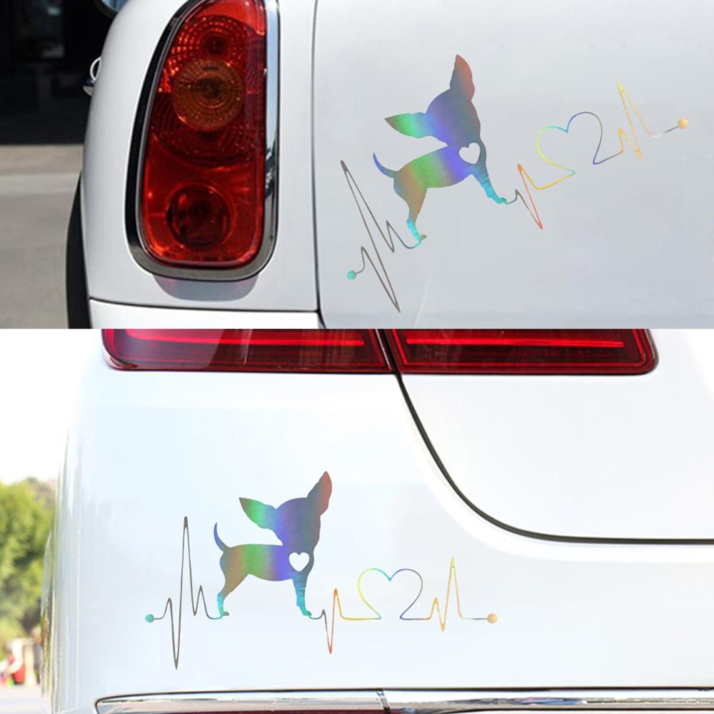 Car Sticker 3D Chihuahua Dog Heartbeat Sticker Fun... – Grandado