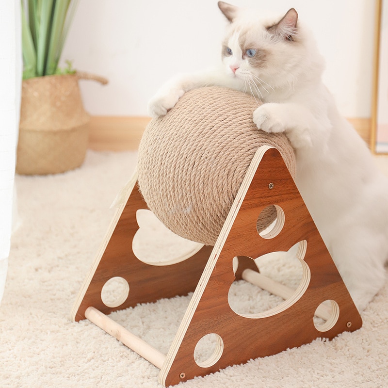 Kat Scratcher Sisal Touw Bal Kat Krabpaal Hout Sta... – Vicedeal